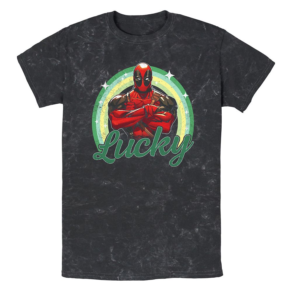 Men's Marvel Deadpool Lucky Mineral Wash Graphic Tee