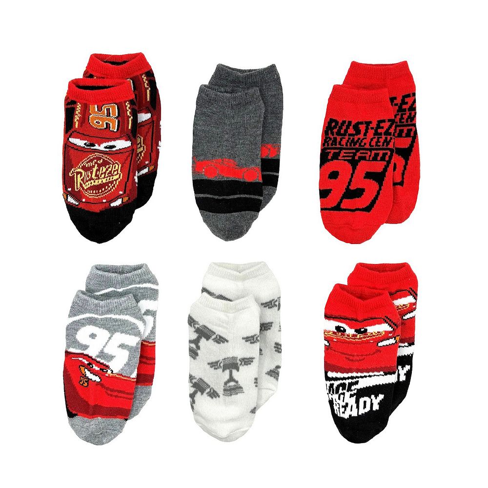 Disney/Pixar's Cars Boys 6-Pack No-Show Socks