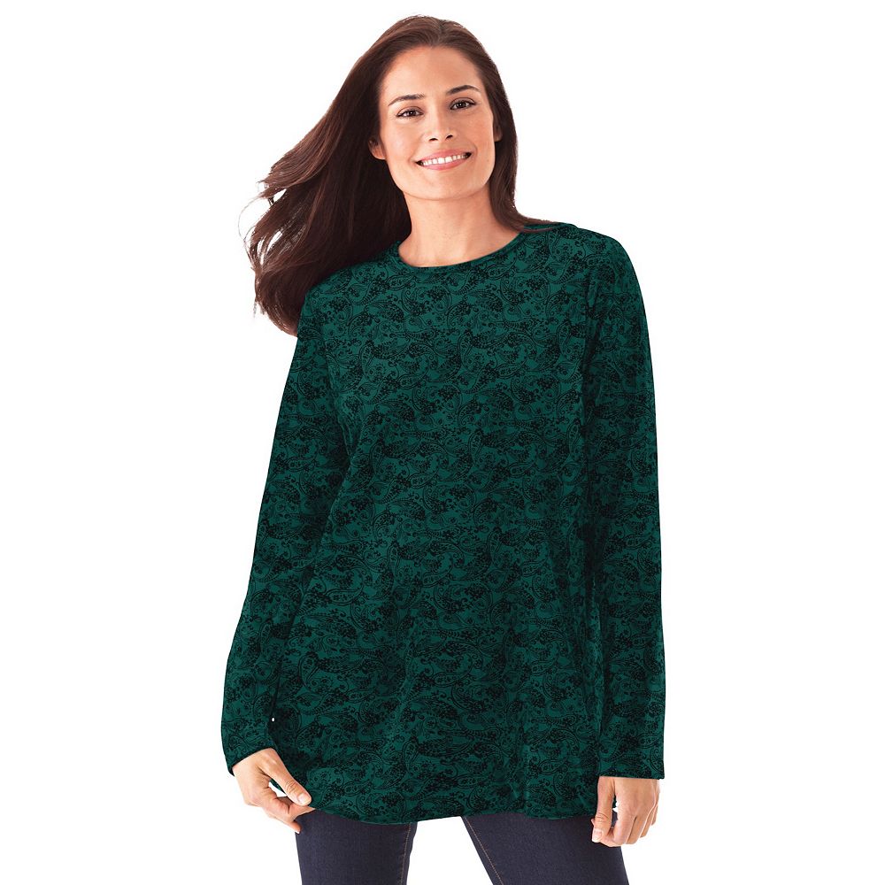 Woman Within Plus Size Plush Velour Tunic Sweatshirt