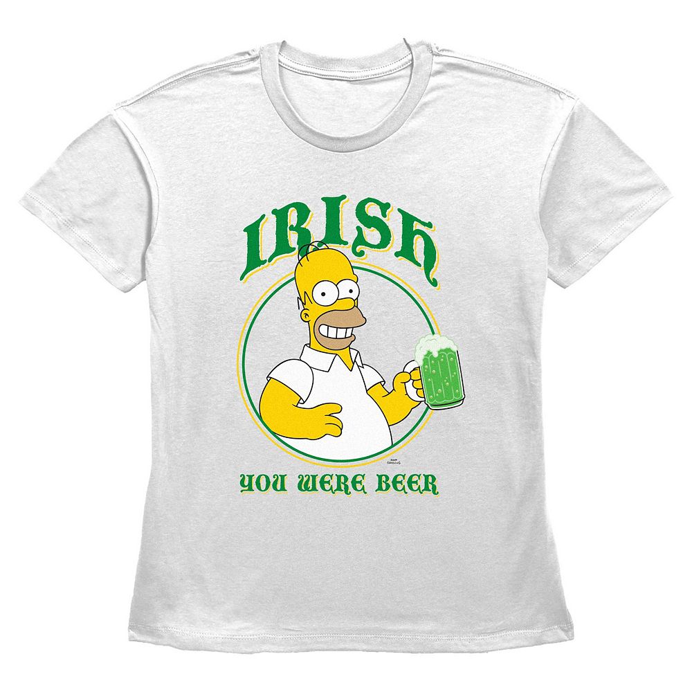 Women's The Simpsons Homer Simpson Irish You Were Beer Graphic Tee