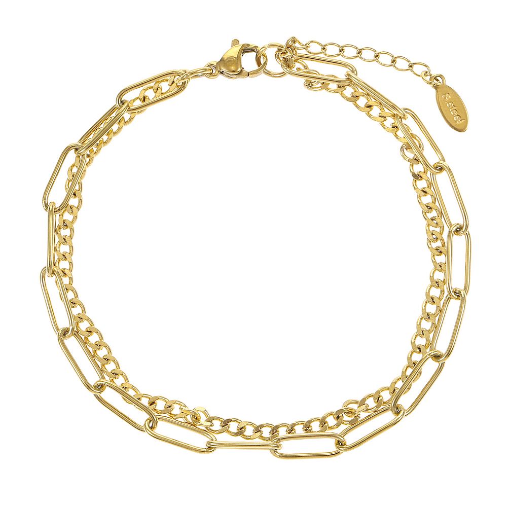 City Luxe Waterproof Gold Tone Duo Chain Bracelet