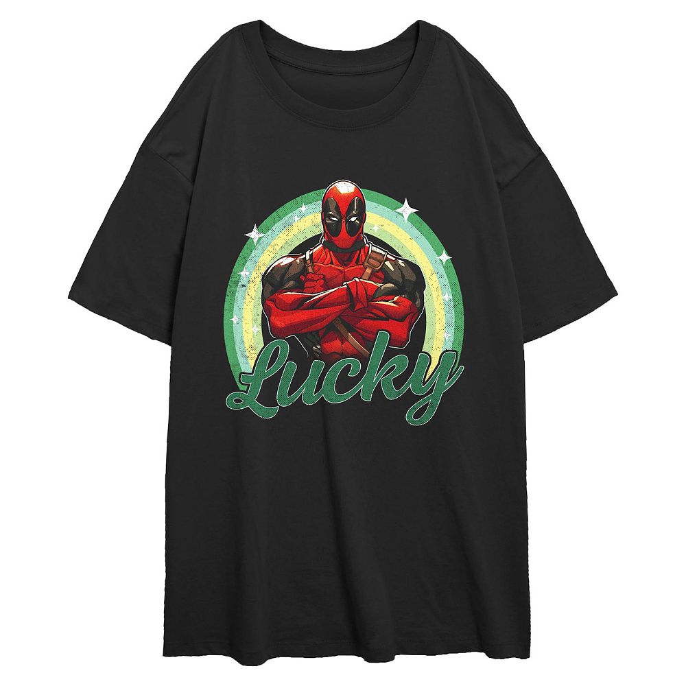 Juniors' Marvel Deadpool Lucky Oversized Graphic Tee