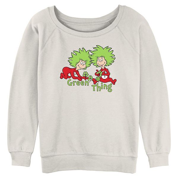 Juniors' Dr. Seuss Thing 1 And Thing 2 Green Thing Graphic Pullover