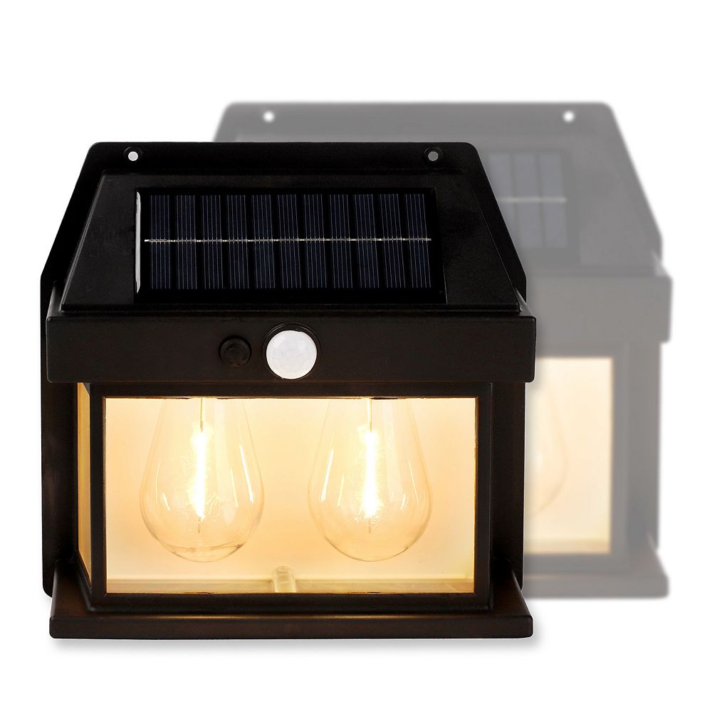 Techko Solar 2-Pack Dual Bulb Wall Light with Motion Sensor