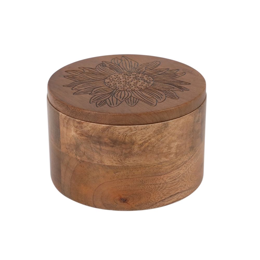 Everyday Decor Mango Wood Sunflower Box Table Decor