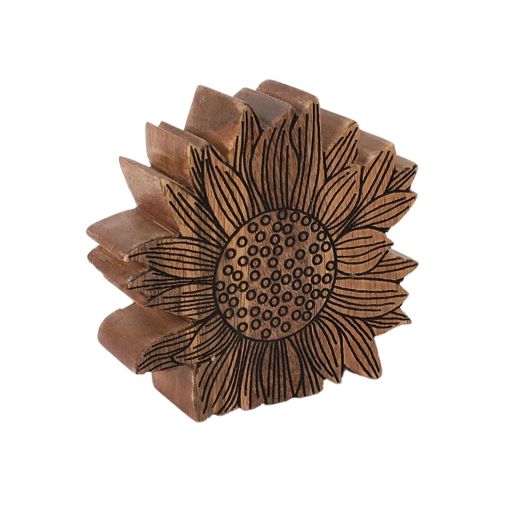 Everyday Decor Mango Wood Sunflower Table Decor