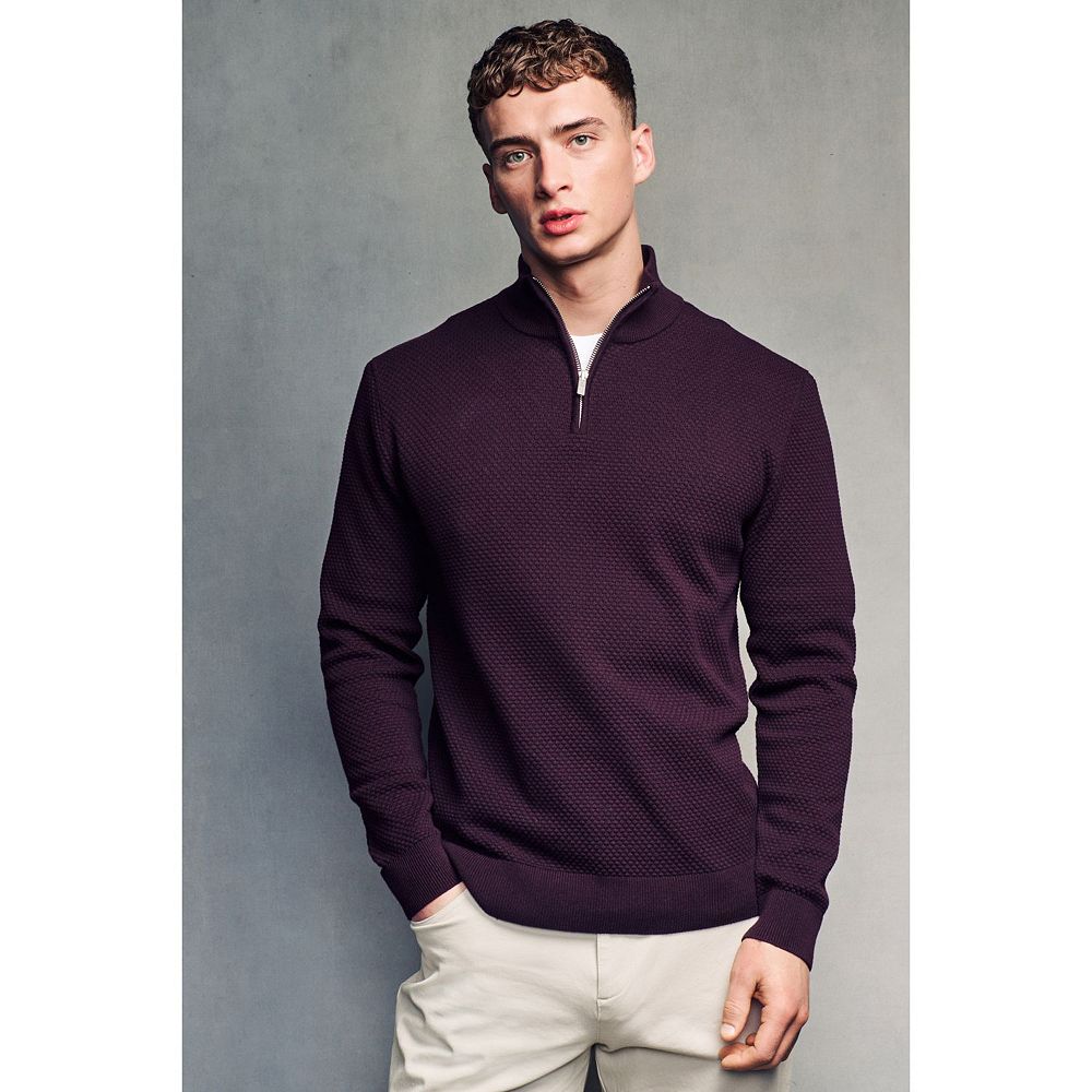 Men's NEXT Fig Purple Textured Regular Fit 100% Cotton Premium Quarter ...