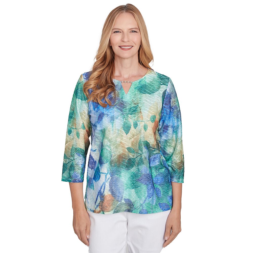 Women's Alfred Dunner Watercolor Leaves Knit Top