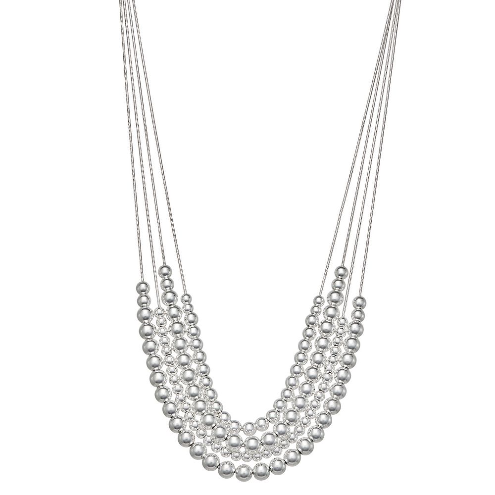 Napier Silver Tone Caviar Multi-Row Necklace