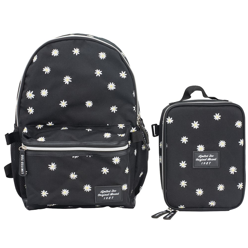 Kids Limited Too Embroidered Daisy Backpack Lunch Set