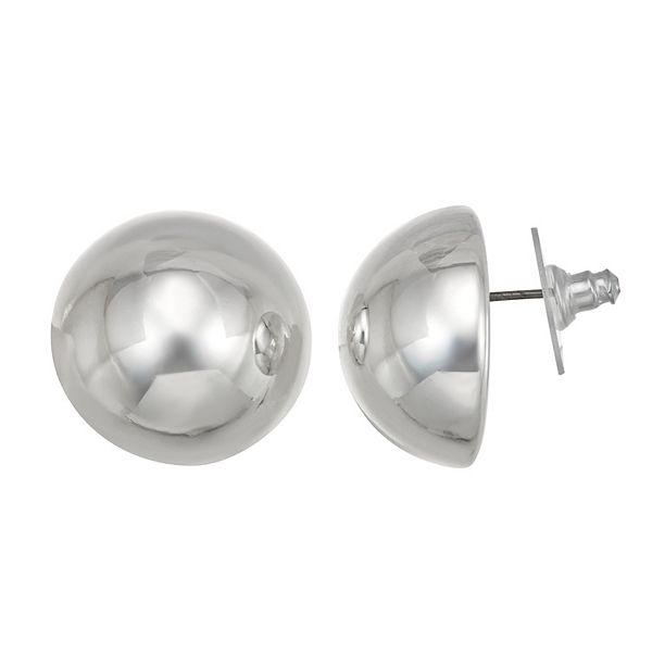 Napier Silver Tone Domed Stud Earrings
