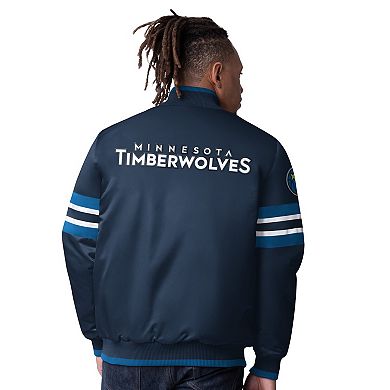 Men's Starter Navy Minnesota Timberwolves Scout I Full-Snap Varsity Jacket