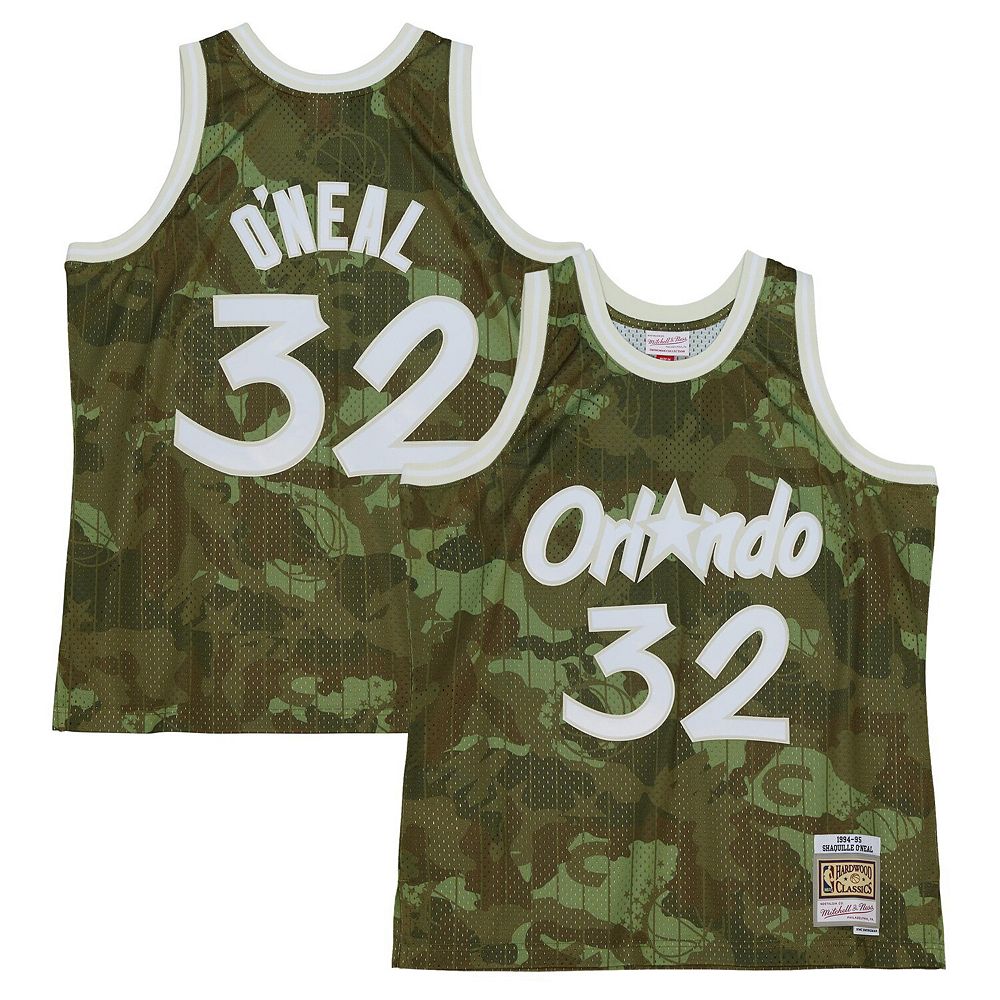 Men's Mitchell & Ness Shaquille O'Neal Camo Orlando Magic Hardwood ...
