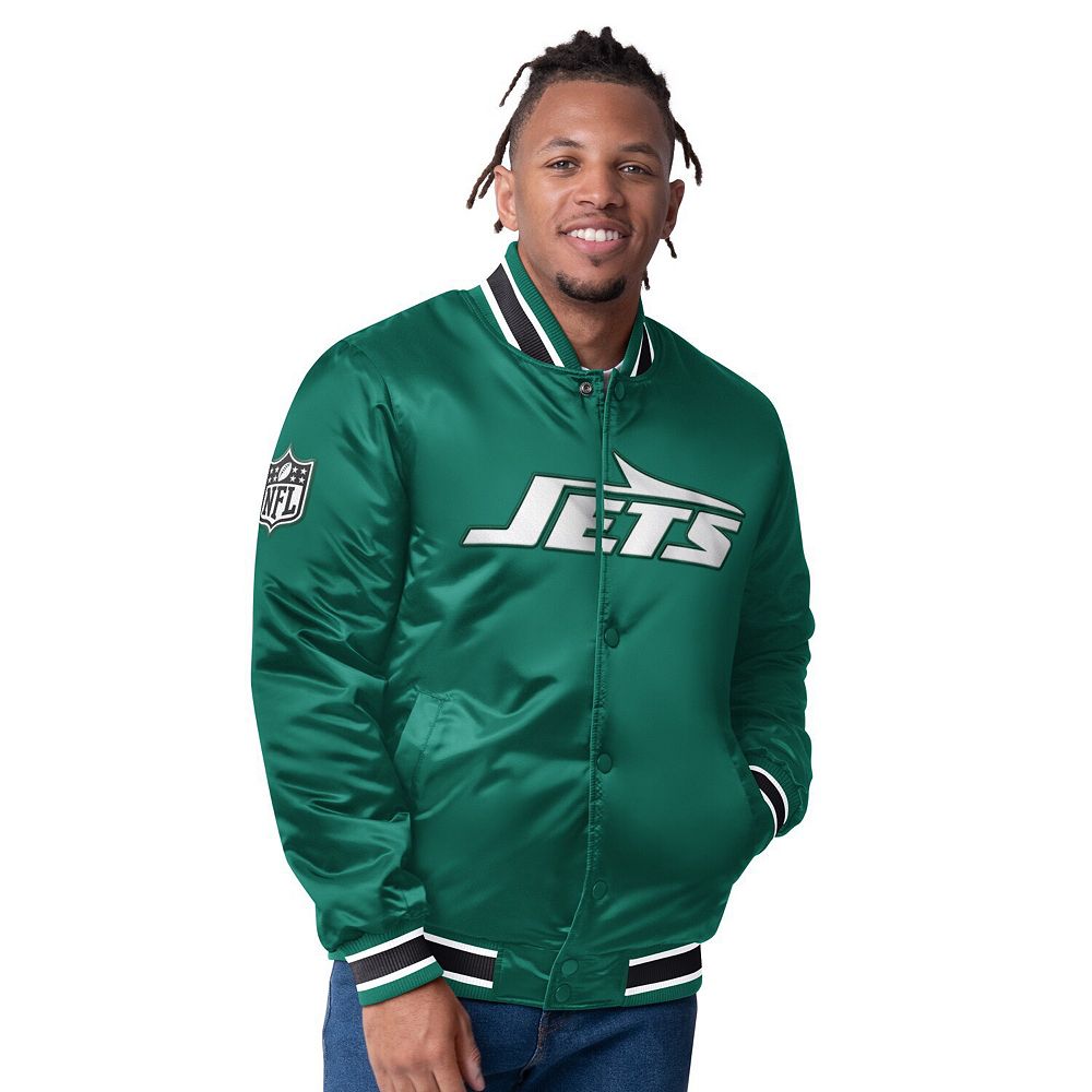 Men's Starter Green/Black New York Jets Satin Varsity Full-Snap ...