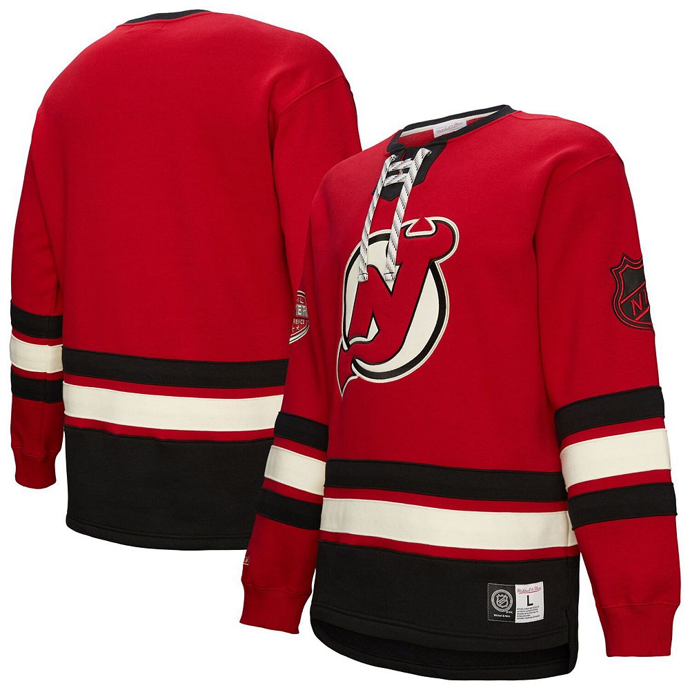 Men's Red New Jersey Devils Heritage Lace-Up Pullover Sweatshirt
