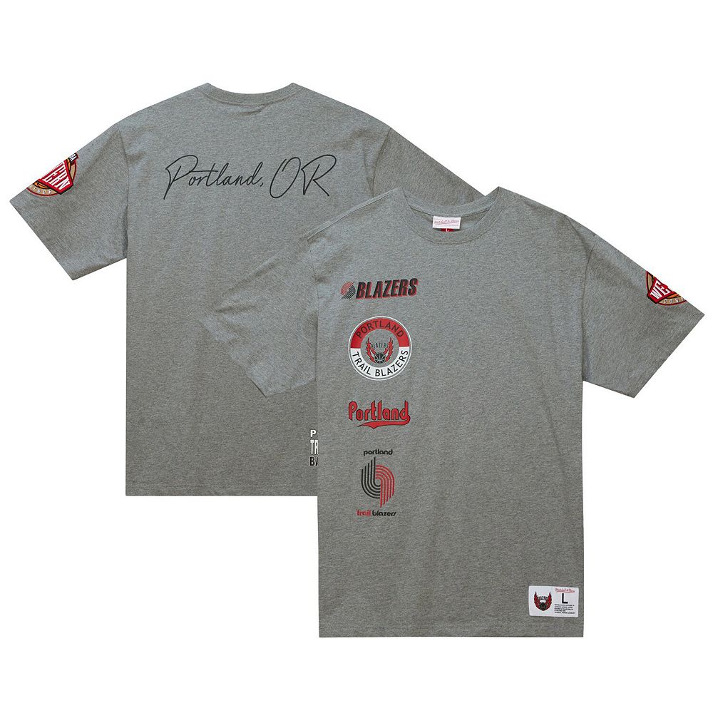 Men's Mitchell & Ness Heather Gray Portland Trail Blazers City ...