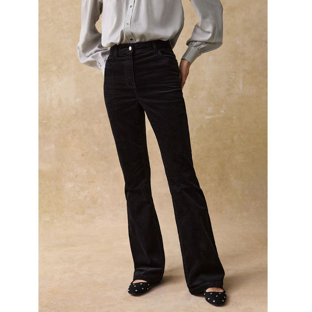Women's NEXT Black Corduroy Flared Trousers