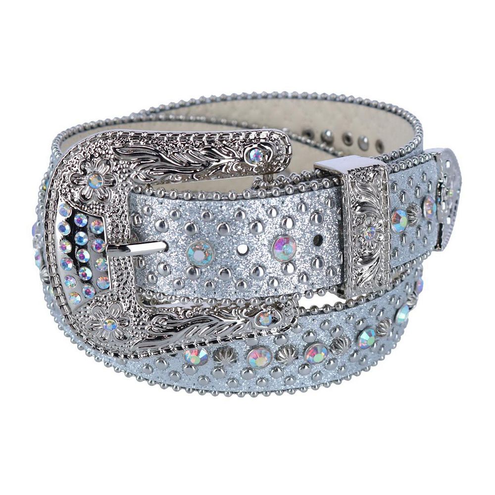 CTM Women's Rhinestone Glitter Bling Belt