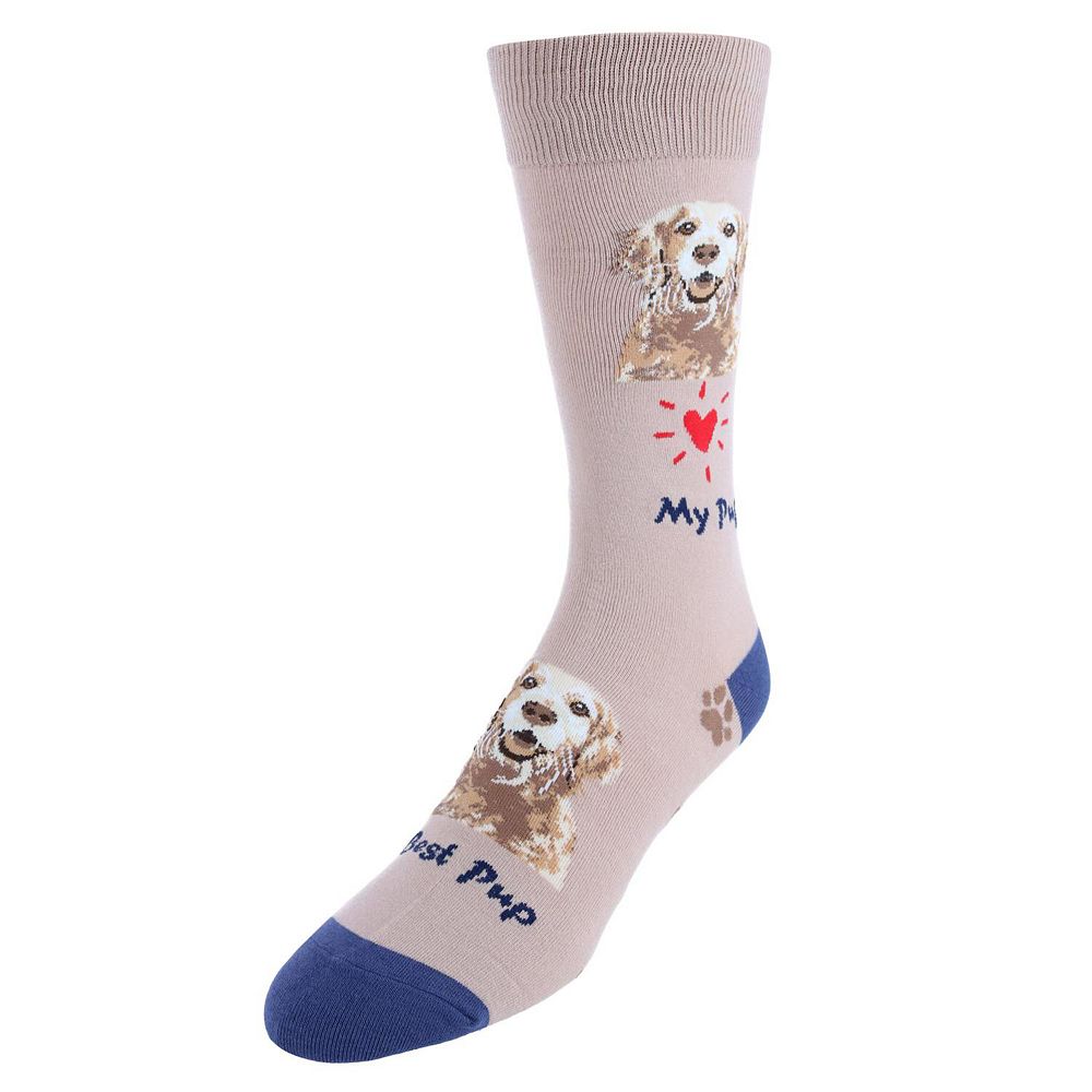 CTM Men's My Pup Crew Novelty Socks