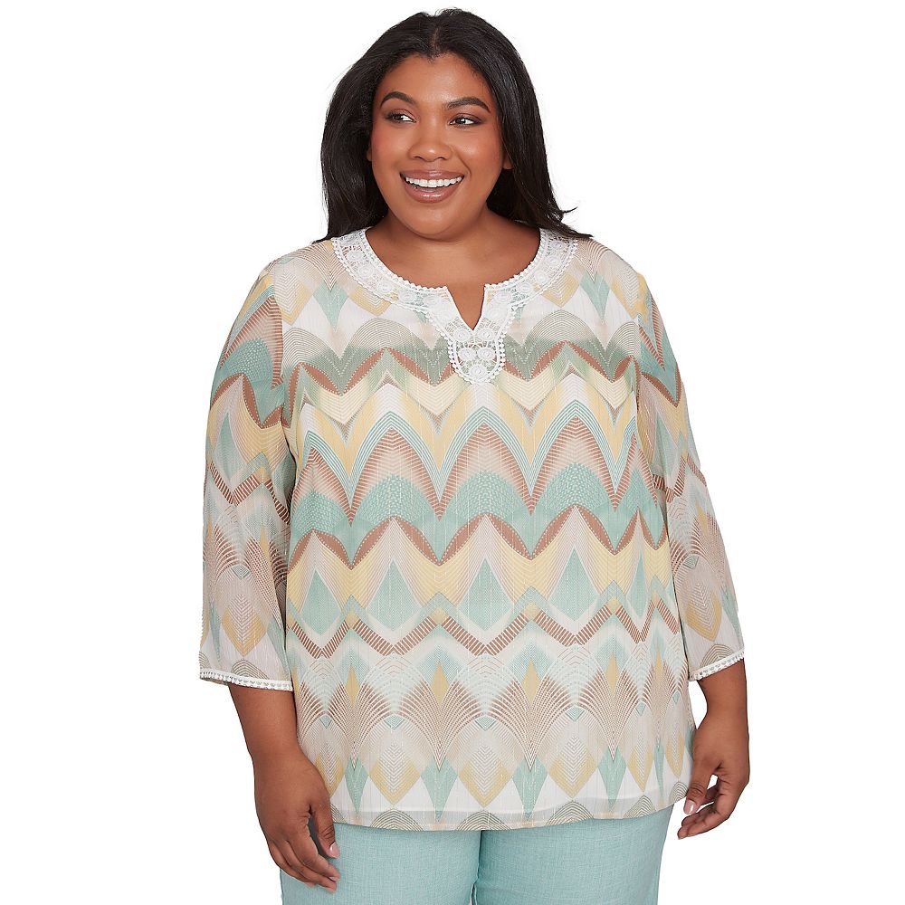 Plus Size Alfred Dunner Garden Chevron Textured Top