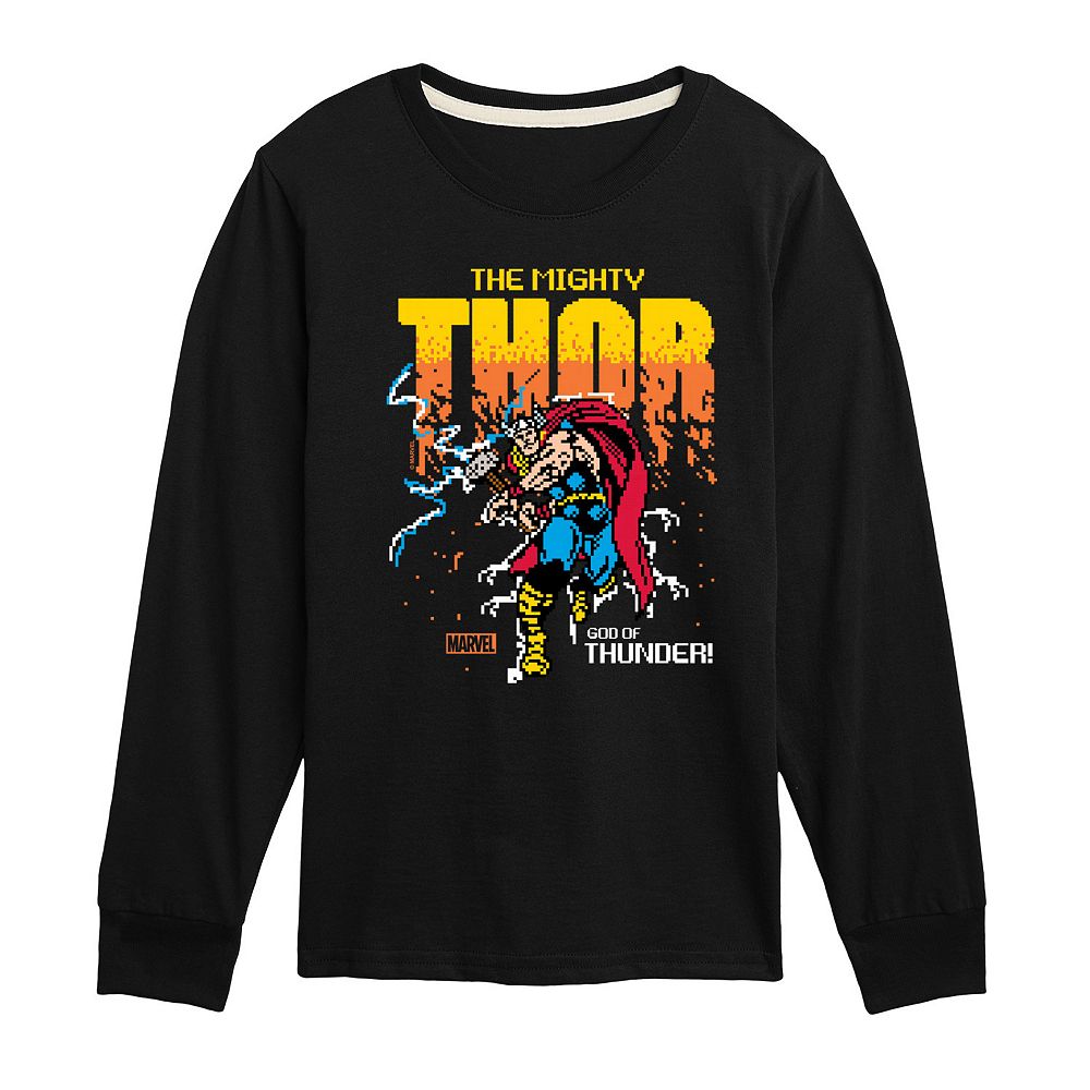 Boys 8-20 Marvel Thor 8-Bit Pixel Long Sleeve Graphic Tee