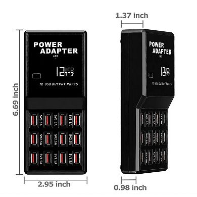 12 Ports Multi USB Charging Station Organizer