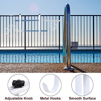 4 Pcs Adjustable Pool Pole Hanger, Double Pool Hooks for Poles, Metal ...
