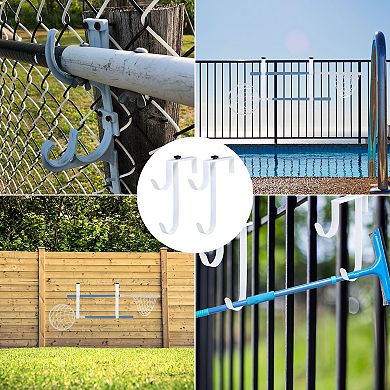 4 Pcs Adjustable Pool Pole Hanger, Double Pool Hooks for Poles, Metal ...
