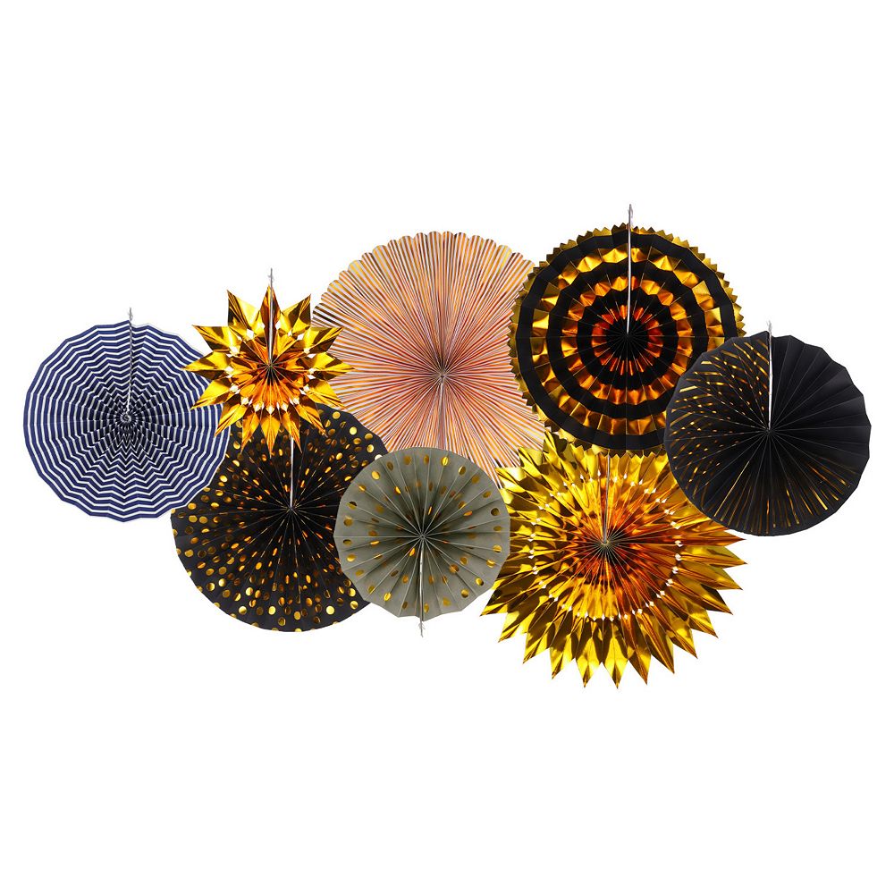 Hanging Paper Fans Party Set 8Pcs Round Pattern Hanging Paper Fans ...