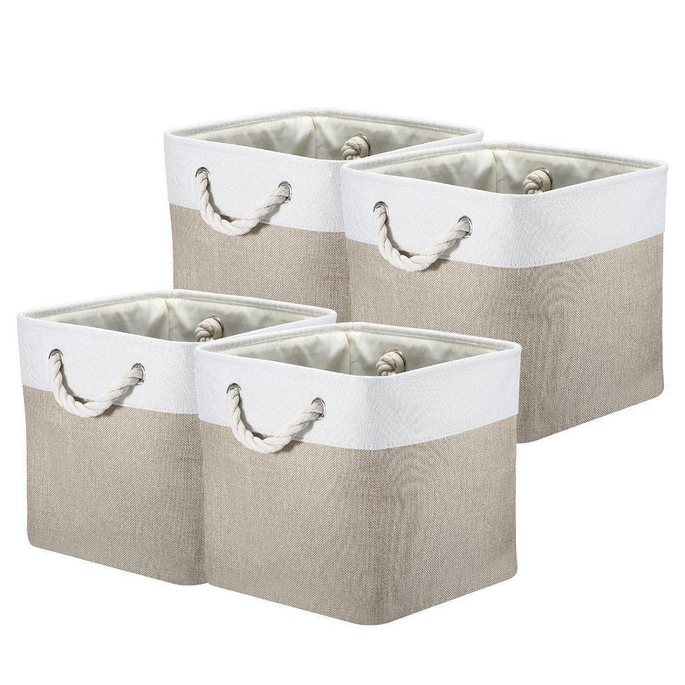 Storage Baskets Fabric Collapsible Cube Baskets with Handles for ...