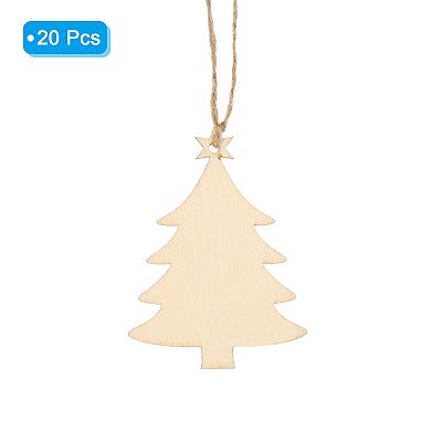 Wooden Embellishments, 20Pcs Tree Shape Wood Cutout Hanging Ornaments ...