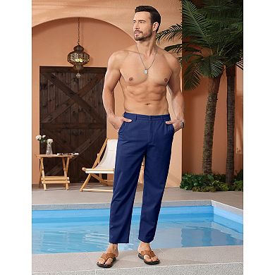 Men's Lightweight Cotton Linen Pants Casual Trouser Summer Yoga Beach ...
