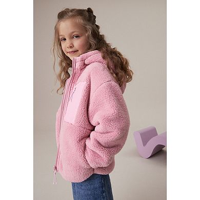Girls 4-12 NEXT Borg Fleece Zip Through Hooded Jacket