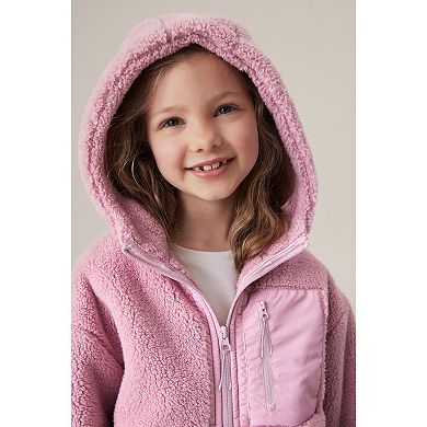 Girls 4-12 NEXT Borg Fleece Zip Through Hooded Jacket