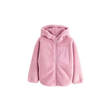 Girls 4-12 NEXT Borg Fleece Zip Through Hooded Jacket