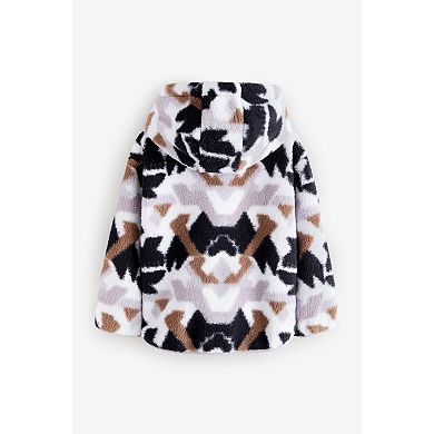 Girls 4-12 NEXT Multi Borg Fleece Printed Hooded Jacket