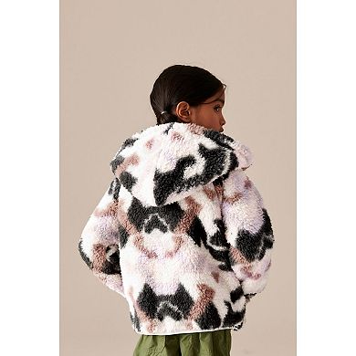 Girls 4-12 NEXT Multi Borg Fleece Printed Hooded Jacket