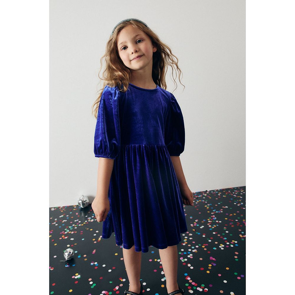 Girls 4-12 NEXT Cobalt Blue Velvet Party Dress