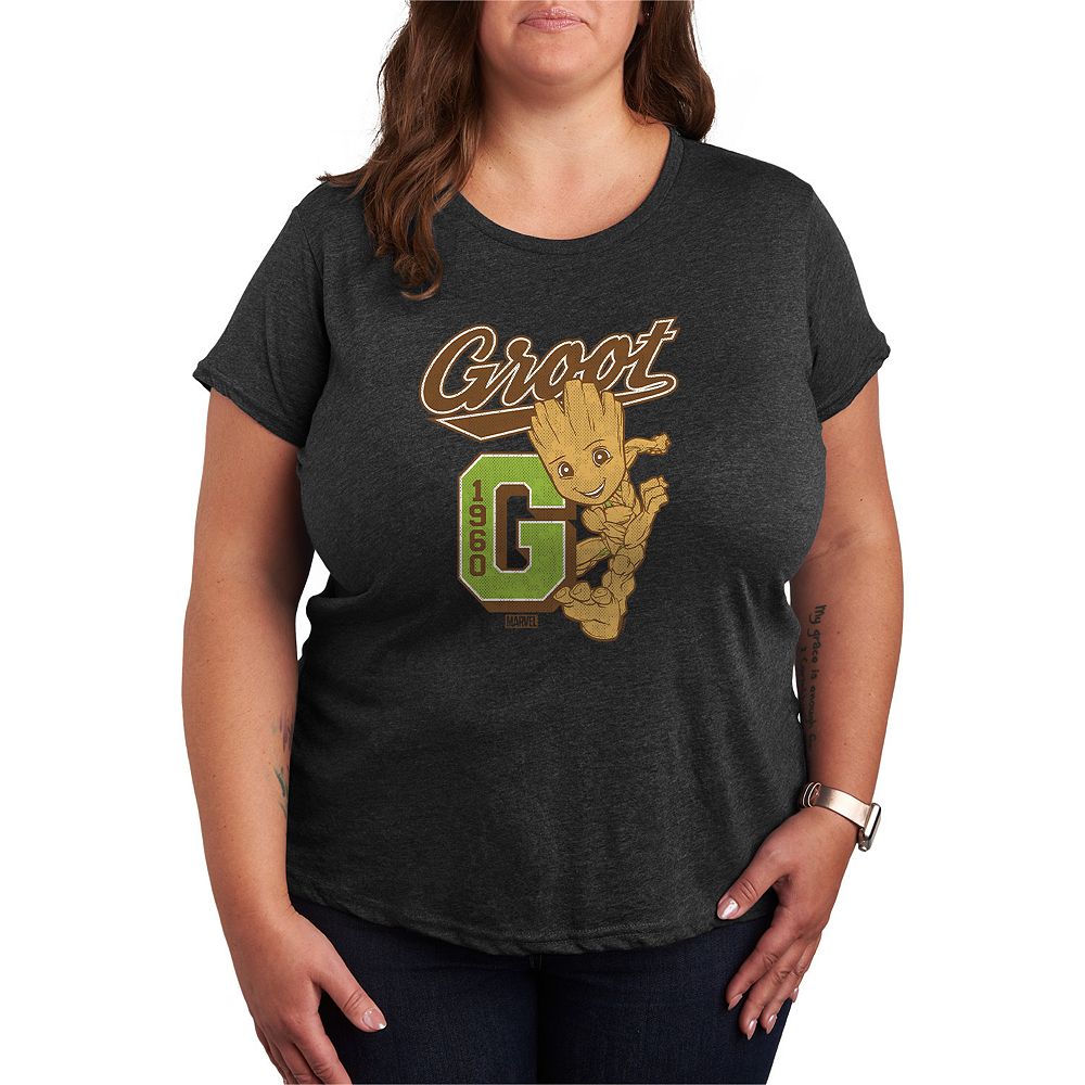 Plus Size Guardians of the Galaxy Groot Collegiate Graphic Tee