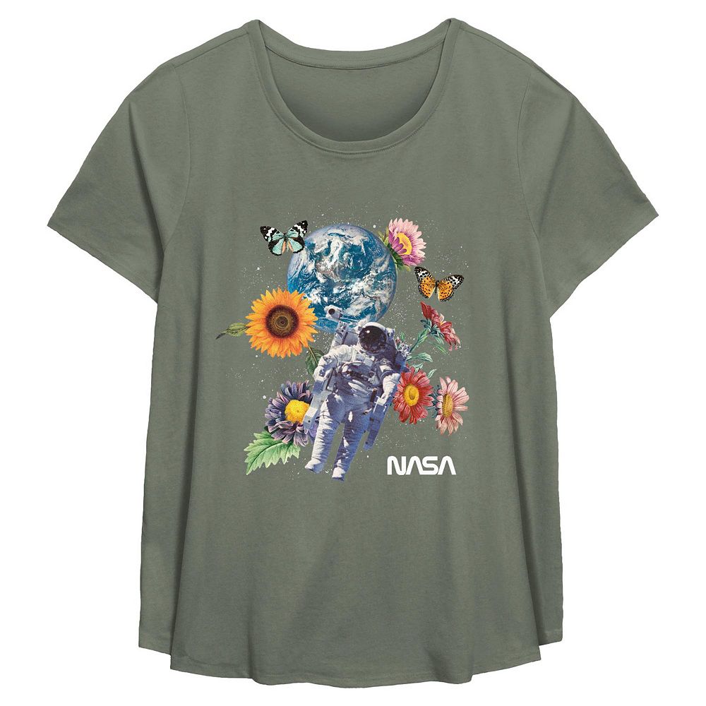 Plus Size Nasa Spring Inspired Space Flowy Graphic Tee