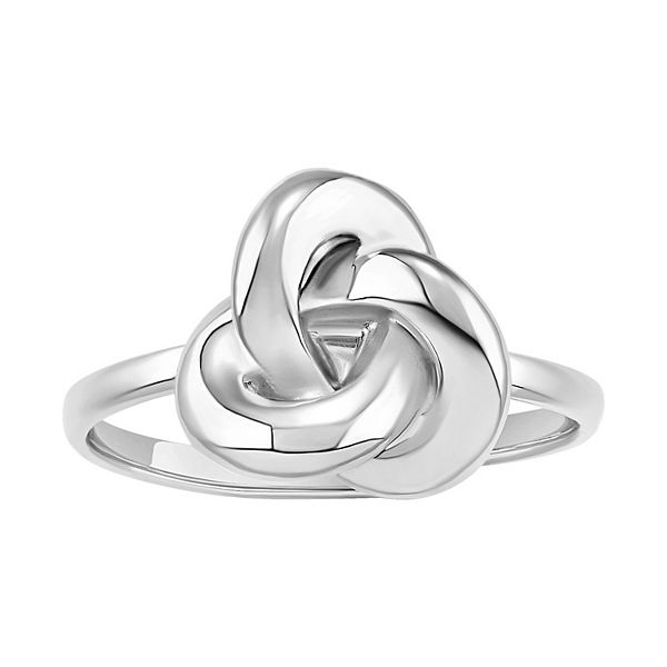 Emberly Silver Tone Polished Love Knot Adjustable Ring