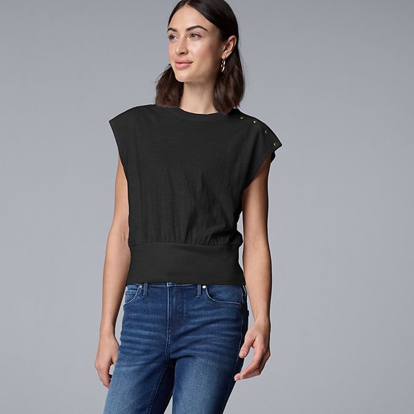 Women's Simply Vera Vera Wang Banded Bottom Snap Tank Top