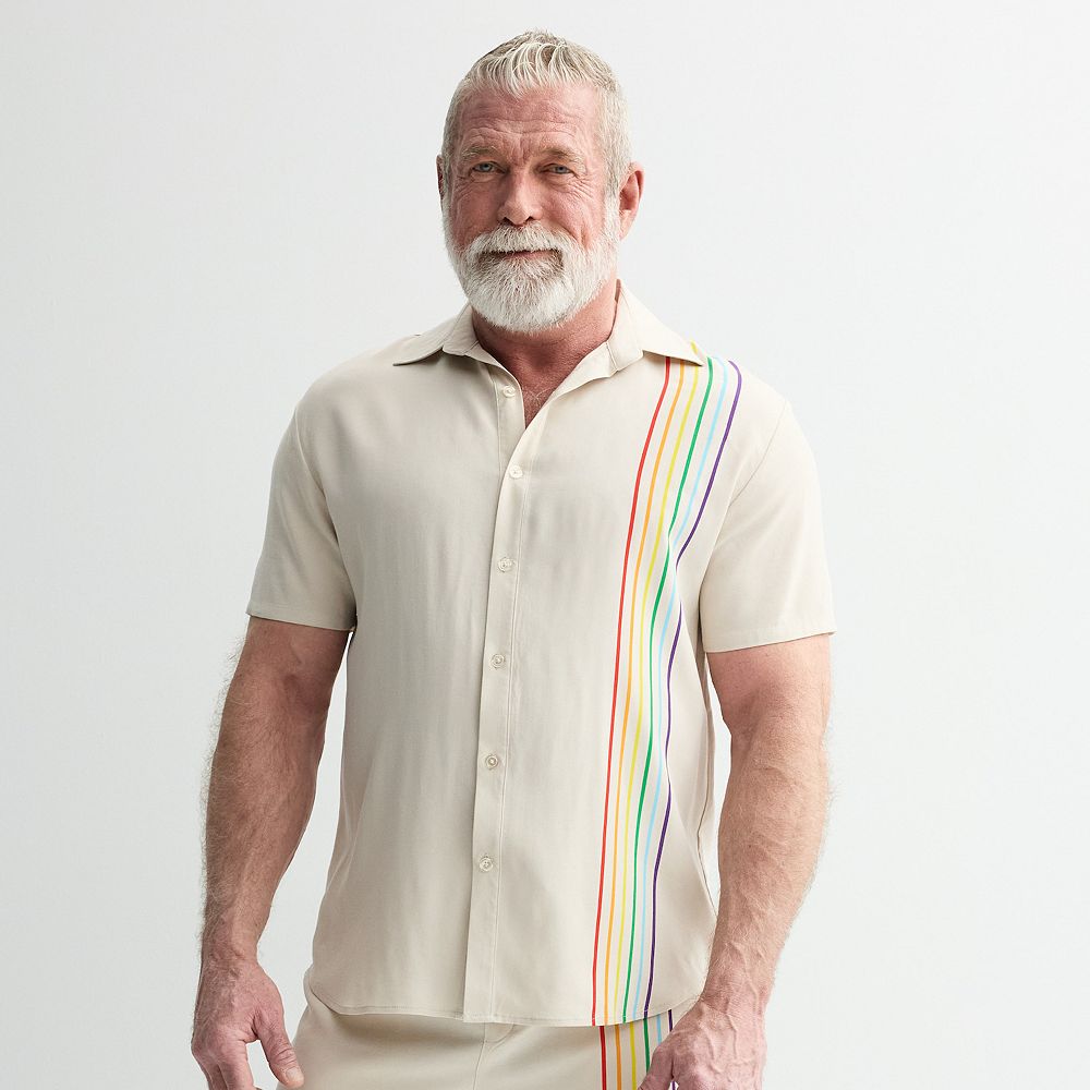 Adult ph by The Phluid Project Vertical Stripe Woven Button Down Top