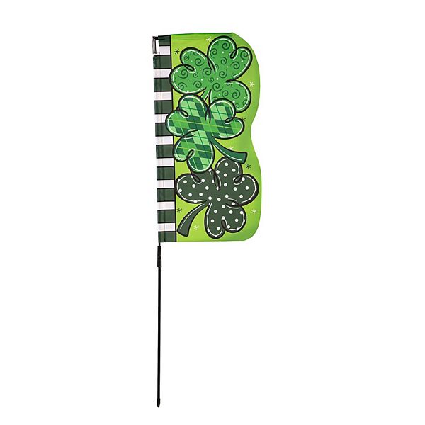 Evergreen Enterprises Happy St. Patrick's Day Shamrock Fabric Garden Stake