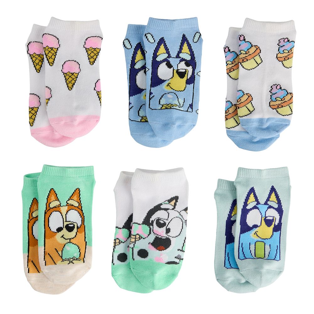 Girl's Bluey Sweets No-Show 6-Pack Socks
