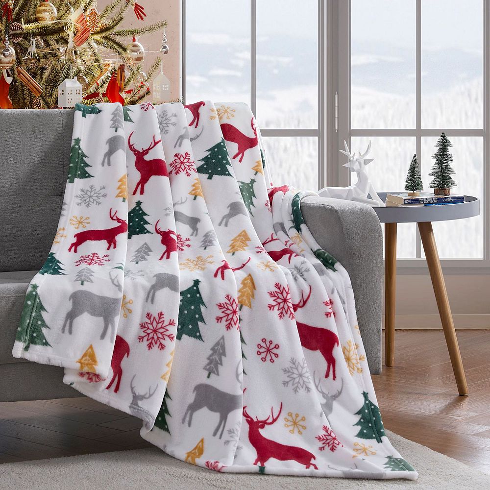 Kate Aurora Christmas Donner Reindeer Ultra Soft and Plush Accent Throw ...