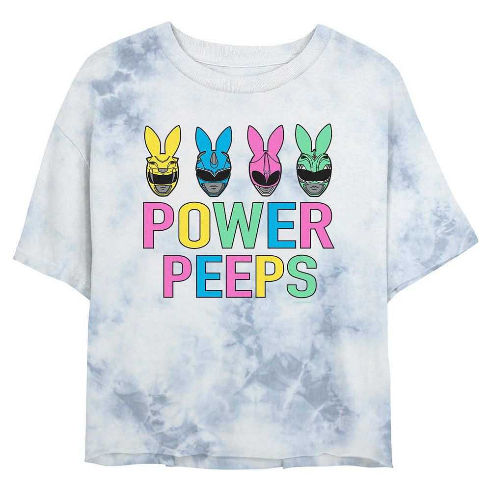 Juniors' Power Rangers Easter Bunny Power Peeps Cropped Graphic Tee