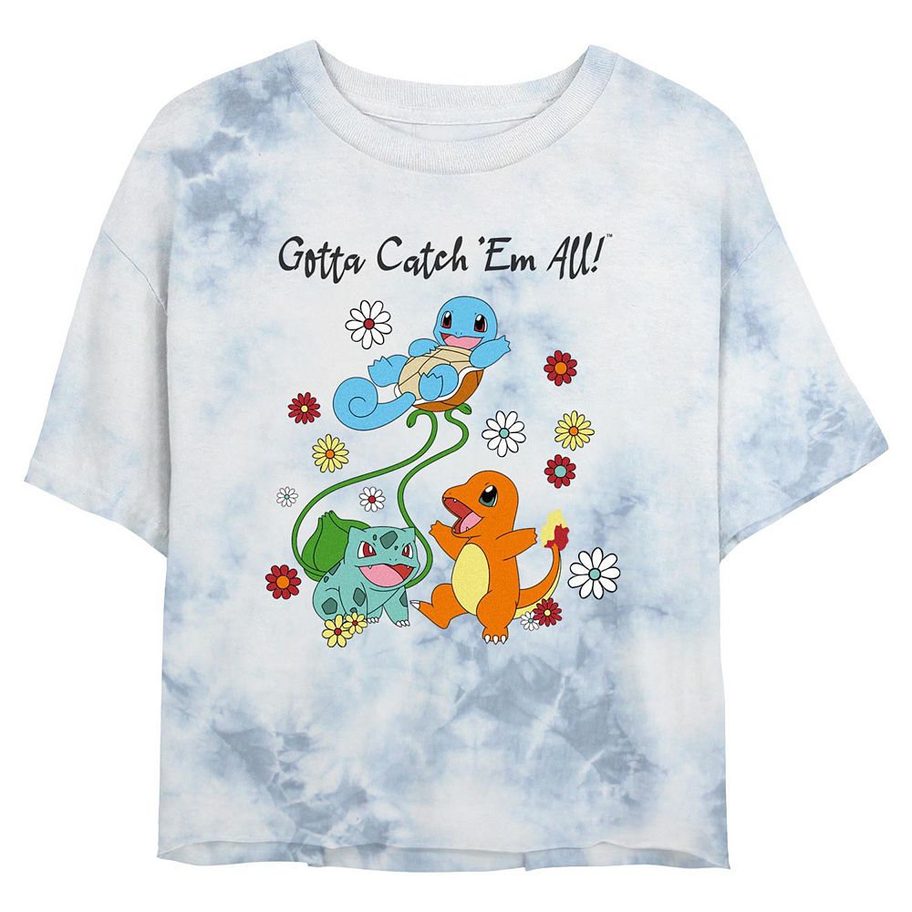 Juniors' Pokemon Gotta Catch 'Em All Starter Group Cropped Graphic Tee