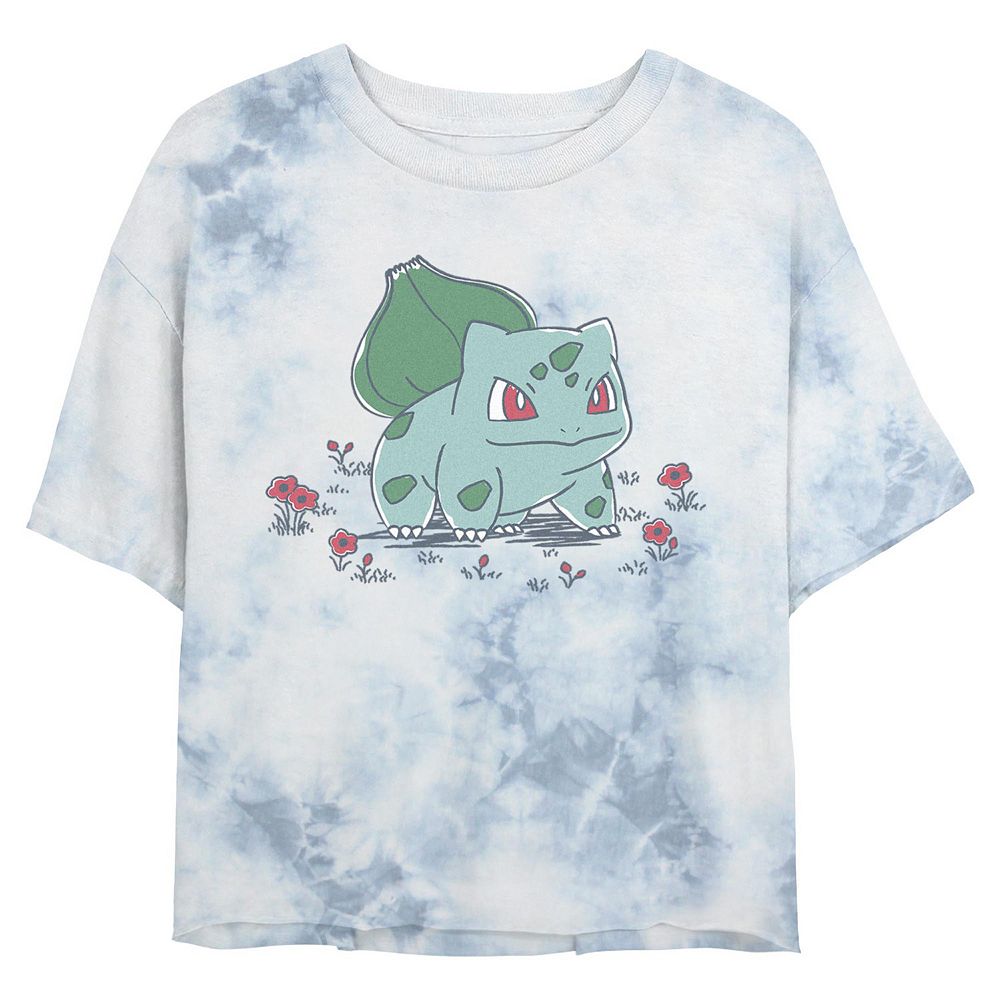 Juniors' Pokemon Bulbasaur Spring Vibes Cropped Graphic Tee
