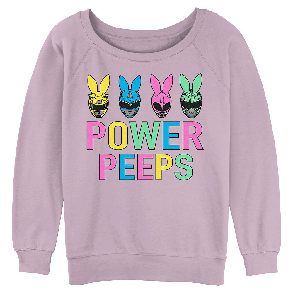 Juniors' Power Rangers Easter Bunny Power Peeps Graphic Pullover